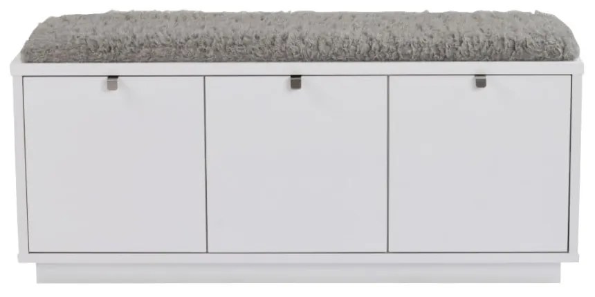 Bílá lavice s úložným prostorem a s šedým sedákem Rowico Confetti, šířka 106 cm