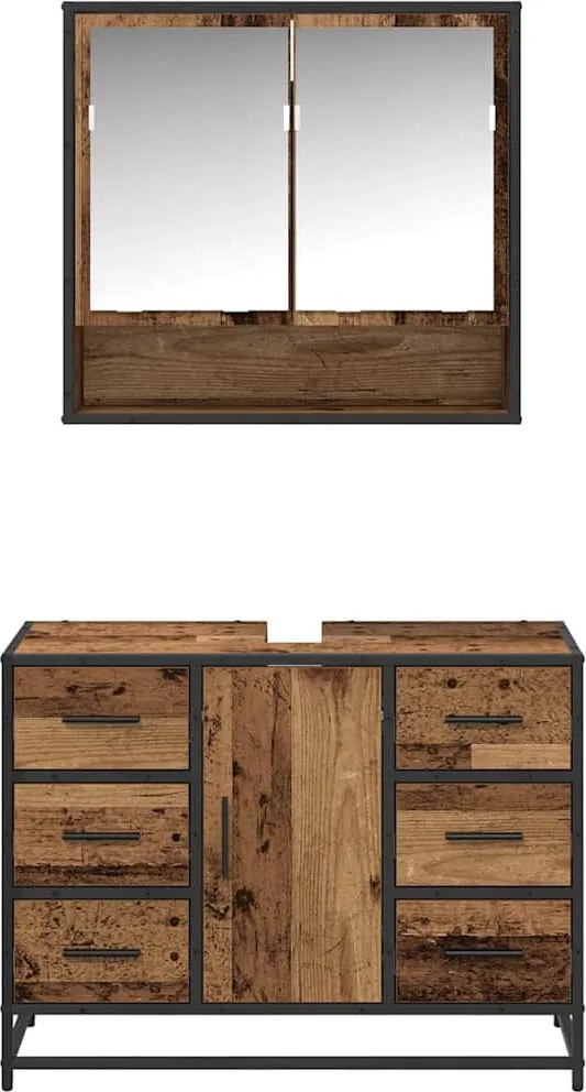 Sada koupelnového nábytku 2 ks Staré dřevo 80 x 33 x 60 cm 3402426