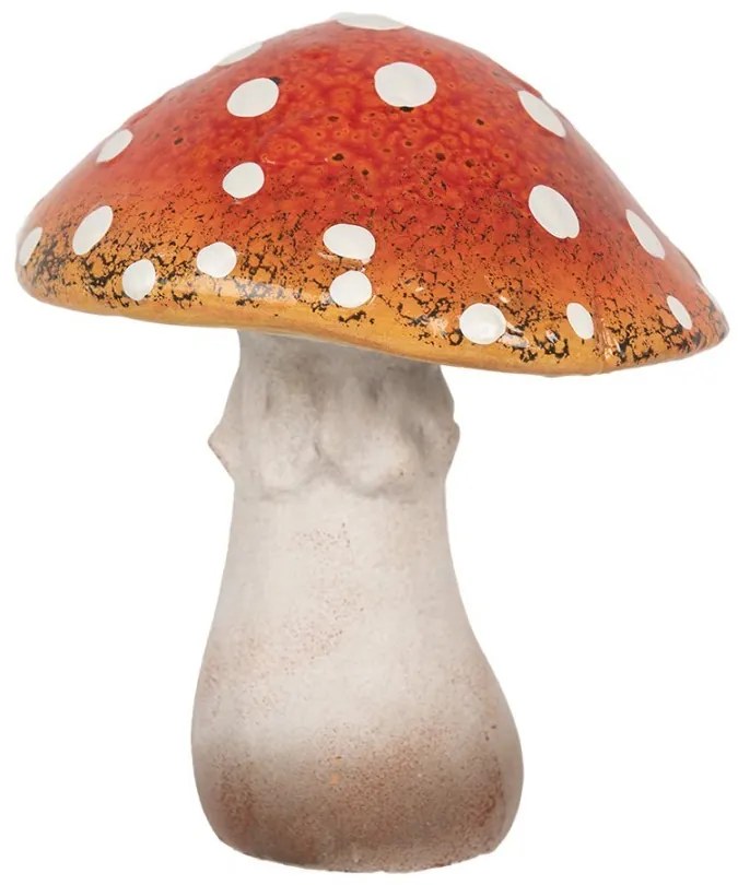 Bílo-červená keramická dekorace houba Muchomůrka L - 18*17*21 cm