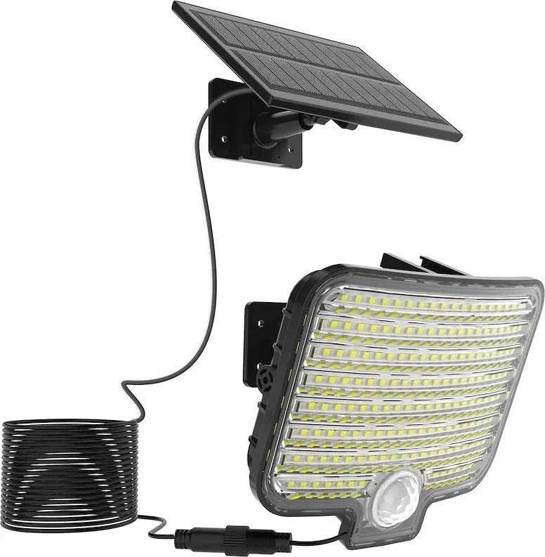 Exteriérové solární nástěnné LED svítidlo Alex, 1x LED 5,5w, černá, pohybový senzor