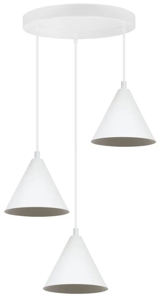 Závěsné svítidlo Soho, 3x bílé kovové stínítko, (fi 14cm),