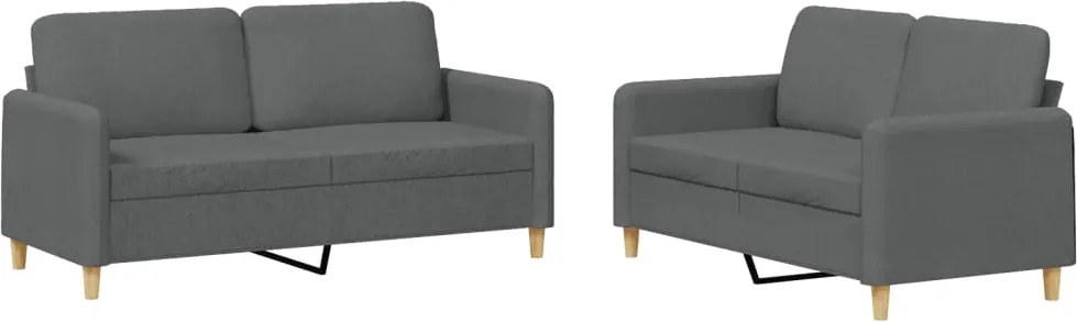 2dílná sedací souprava s poduškami tmavě šedá textil 3202087