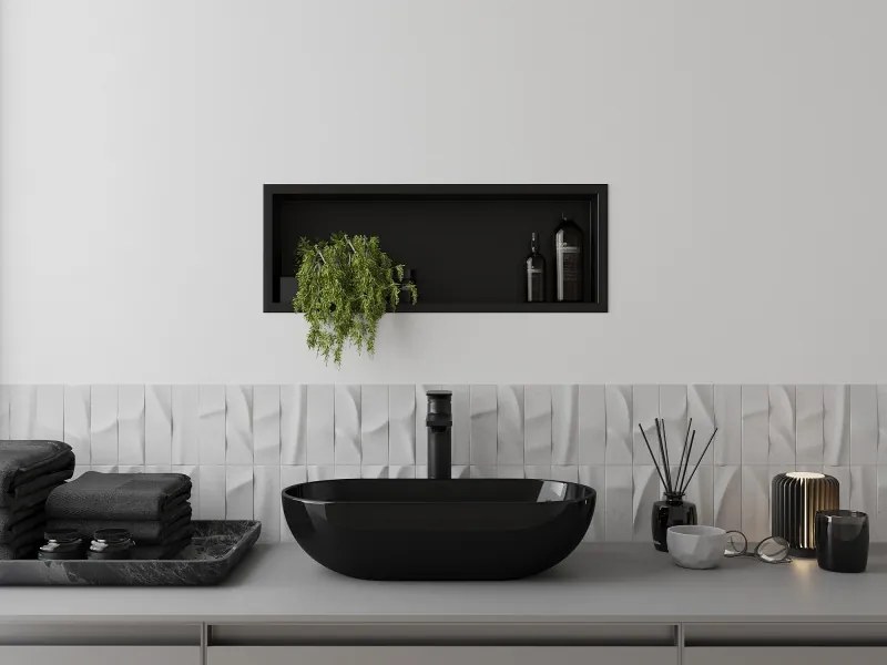 Mexen X-Wall-R police do výklenku s límcem 60 x 20 cm, černá - 1970602010