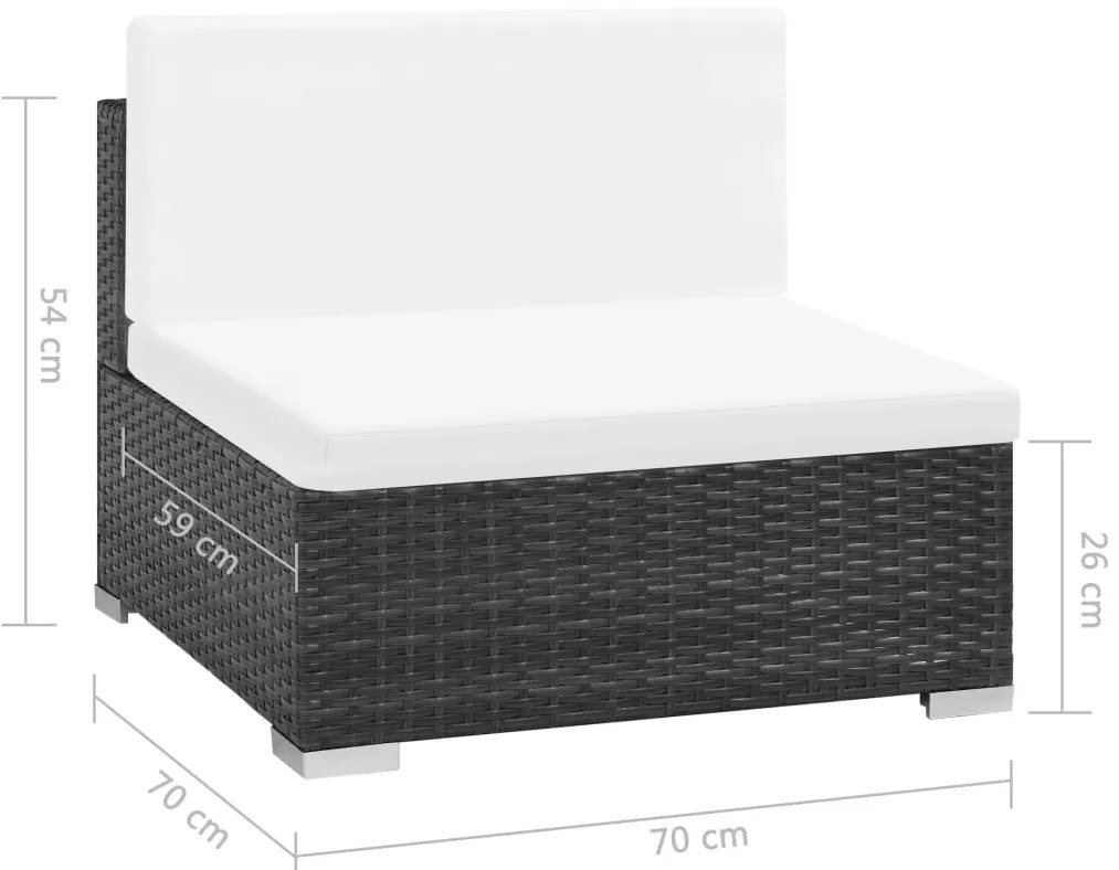 vidaXL Marketos 7dílná zahradní sedací souprava s poduškami polyratan černá