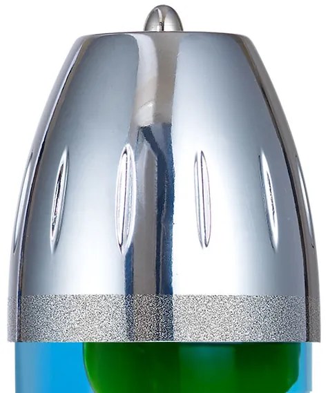 Mathmos Fireflow R1 Silver, originální lávová lampa stříbrná s růžovou tekutinou a modrou lávou, pro čajovou svíčku, výška 24cm