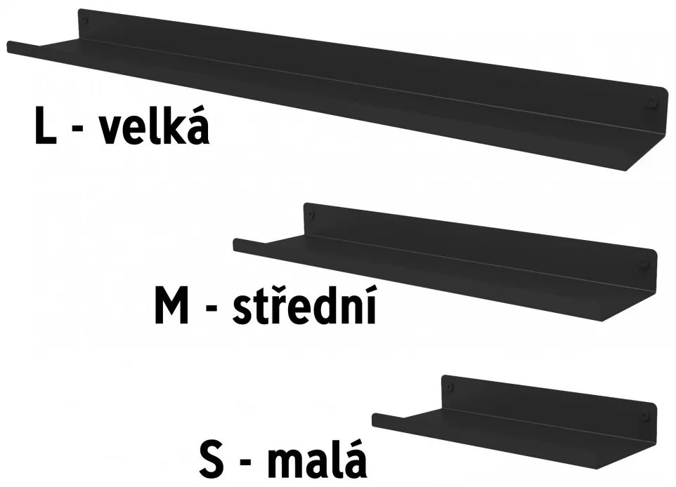 Nástěnná kovová police Vienna velká Černá