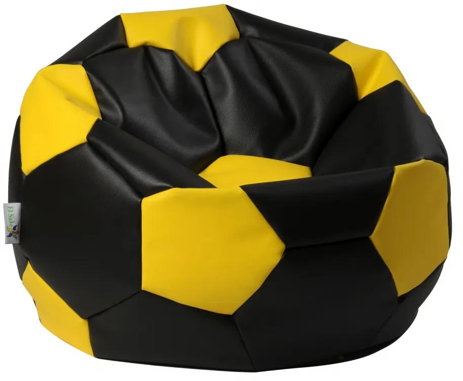 ANTARES Euroball - Sedací pytel 90x90x55cm - koženka černá/žlutá