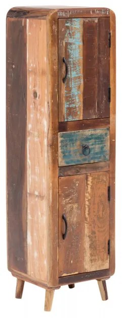 Masivní vyšší skříň do koupelny Barma II z recyklovaného dřeva