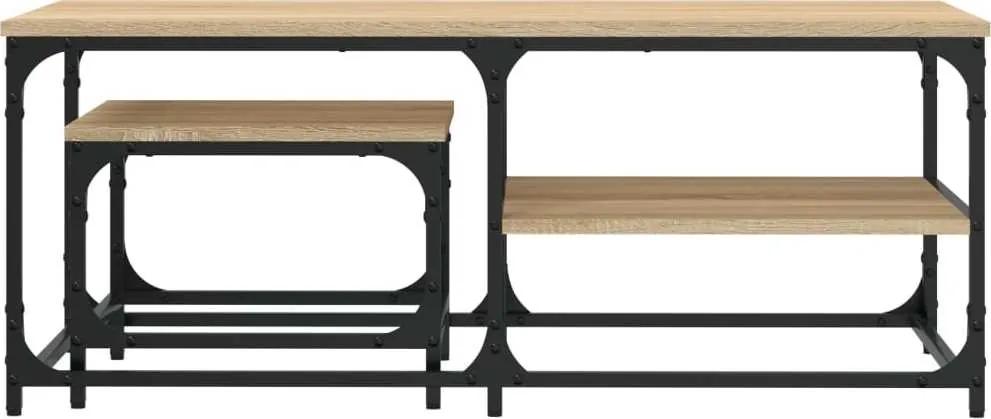 vidaXL Hnízdové konferenční stolky 2 ks kompozitní dřevo [835395] Barva: kouřový dub