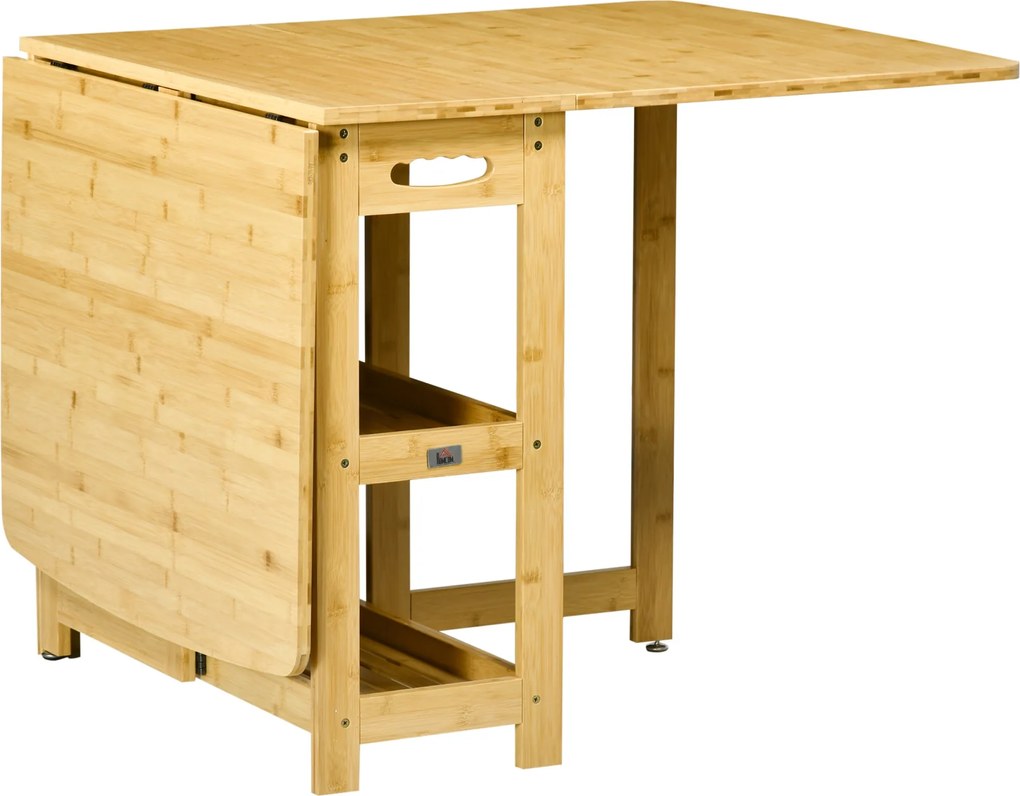 HOMCOM Skleněný rozkládací jídelní stůl pro 6 osob se policemi, stůl do malé kuchyně a jídelny 149,5 x 80 x 73,5 cm | Aosom