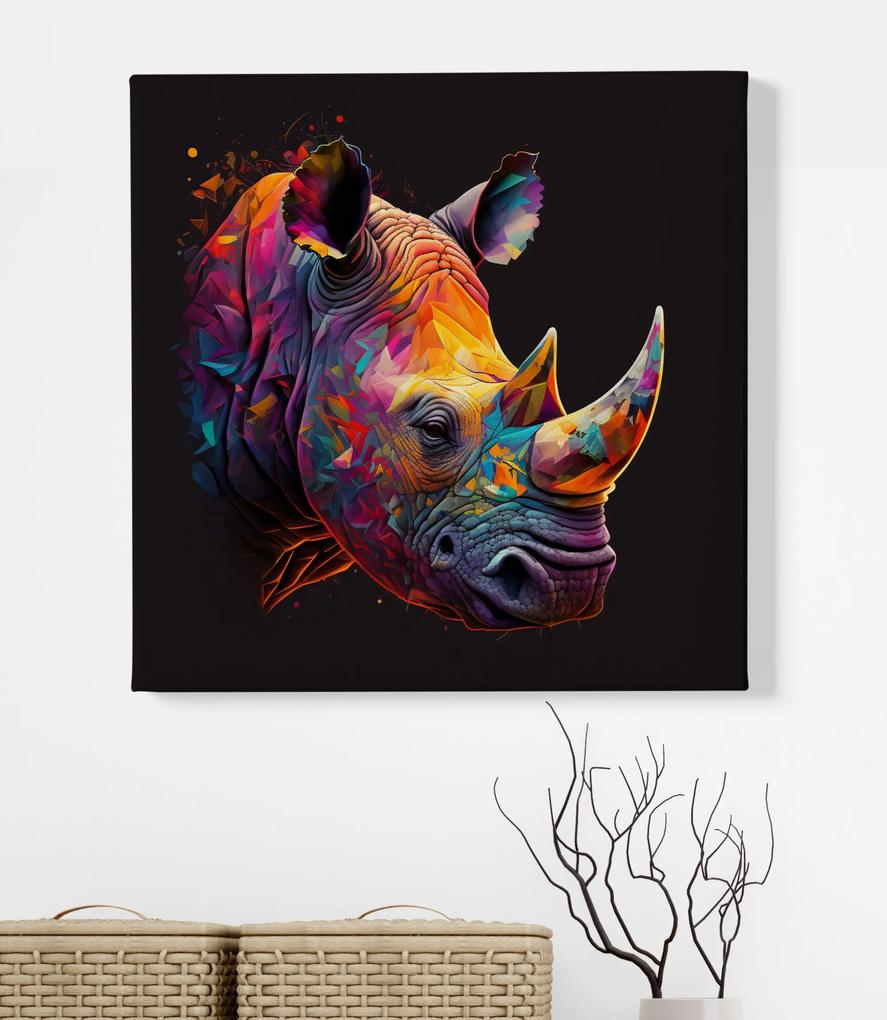 Obraz na plátně - barevný nosorožec FeelHappy.cz Velikost obrazu: 140 x 140 cm