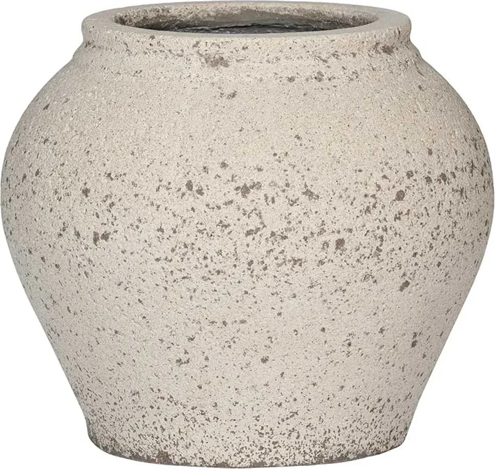 Kulatý květináč FUGU, vláknocement, 33x37 cm, béžový