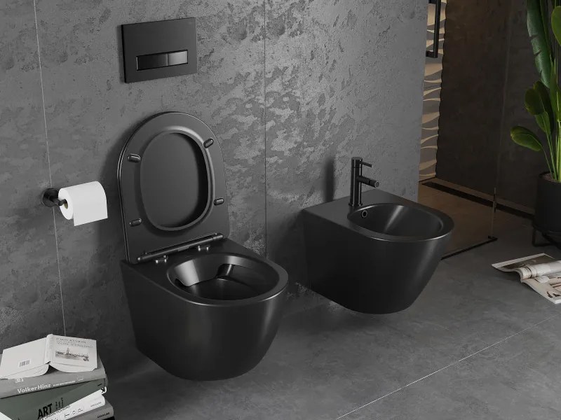 Mexen Lena Rimless závěsné WC se sedátkem s pomalým zavíráním, černá matná - 30221085