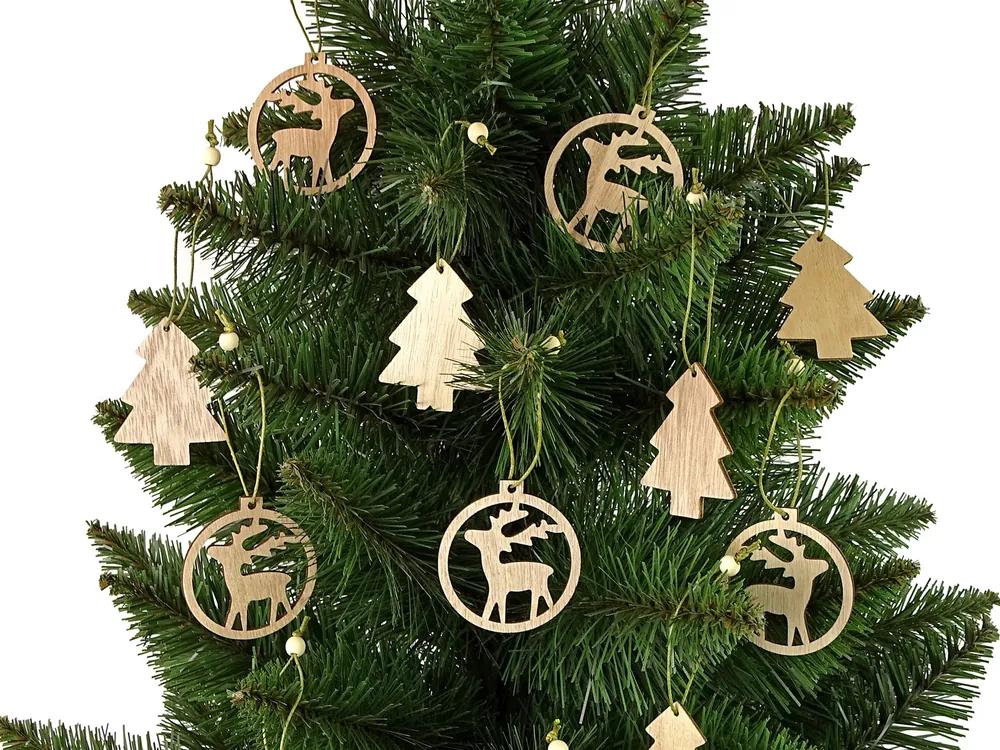 Dřevěné vánoční ozdoby – stromky a soby