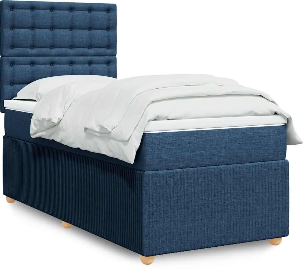 Box spring postel s matrací modrá 80x200 cm textil 3294203