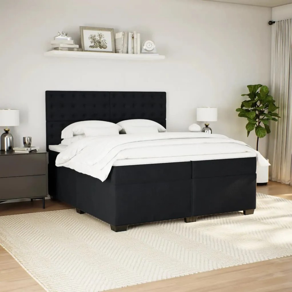 Box spring postel s matrací černá 200x200 cm samet 3293316