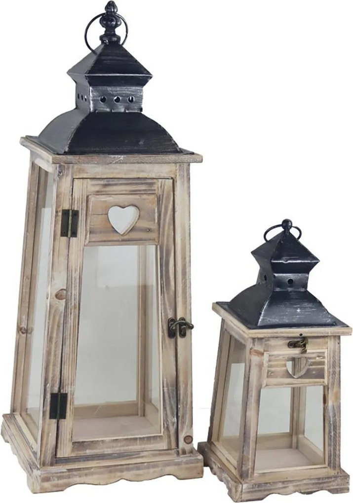 Sada 2 dřevěných luceren Morex D7217, 34,5 a 57 cm