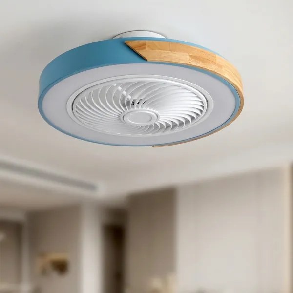 Brilagi - LED Stmív. svítidlo s ventilátorem LED/38W/230V 50 cm modrá/dub + DO