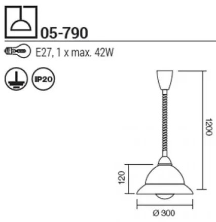 Redo 05-790 - Lustr na lanku ETRUSCA 1xE27/42W/230V
