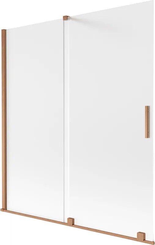 Mexen Velar, 2-křídlová posuvná vanová zástěna 150 x 150 cm, 8mm sklo námraza, měděná matná, 896-150-000-31-65