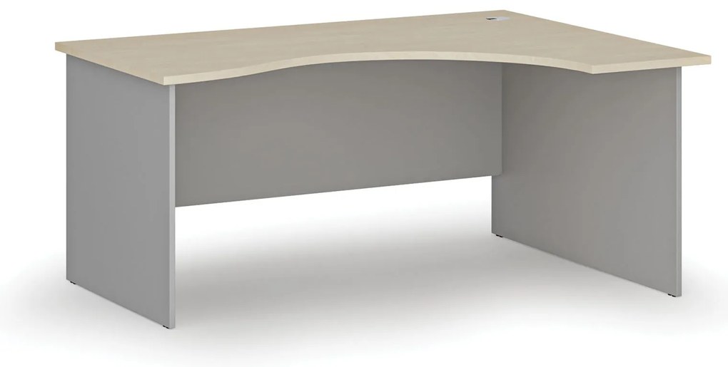 Ergonomický kancelářský psací stůl PRIMO GRAY, 160x120 cm, pravý, šedá/bříza