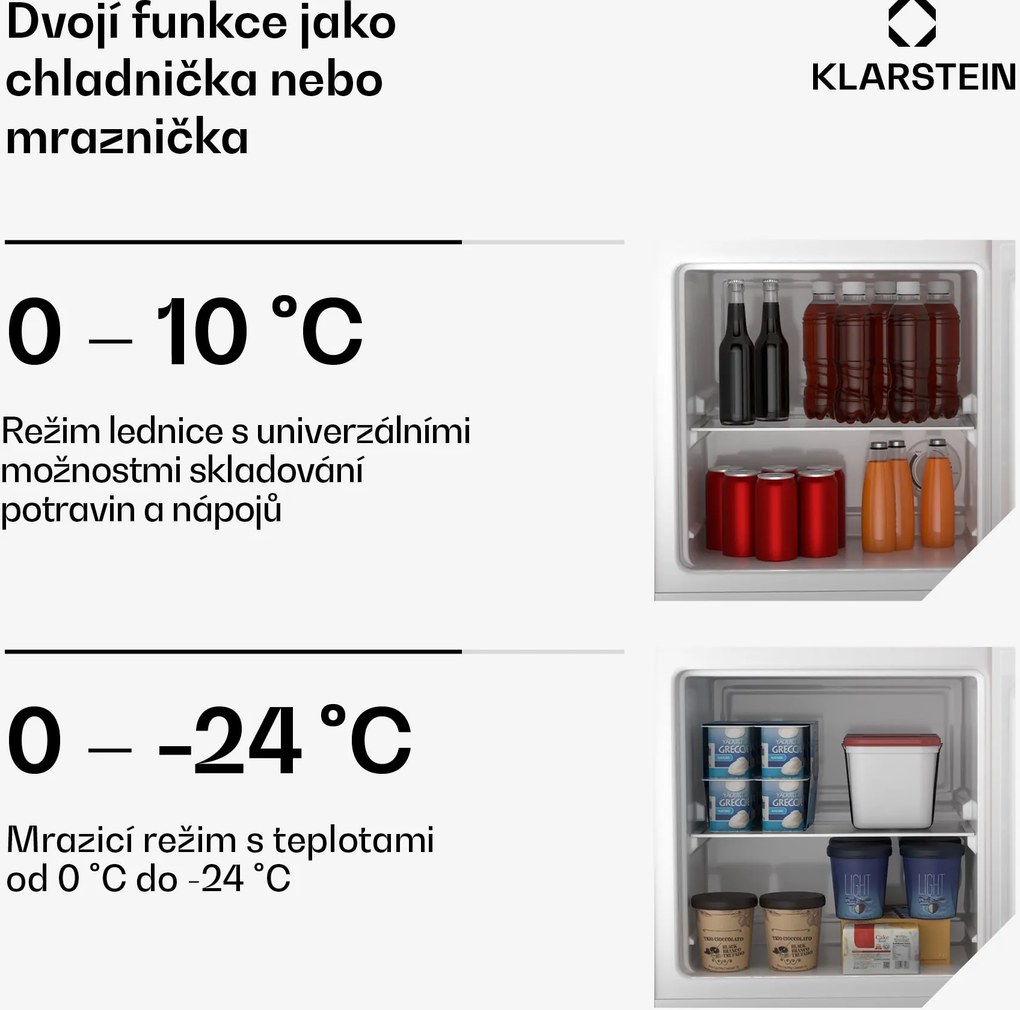 Klarstein Irene Retro lednice a mrazák, 31 litrů, lednice a mrazák v jednom, úsporná