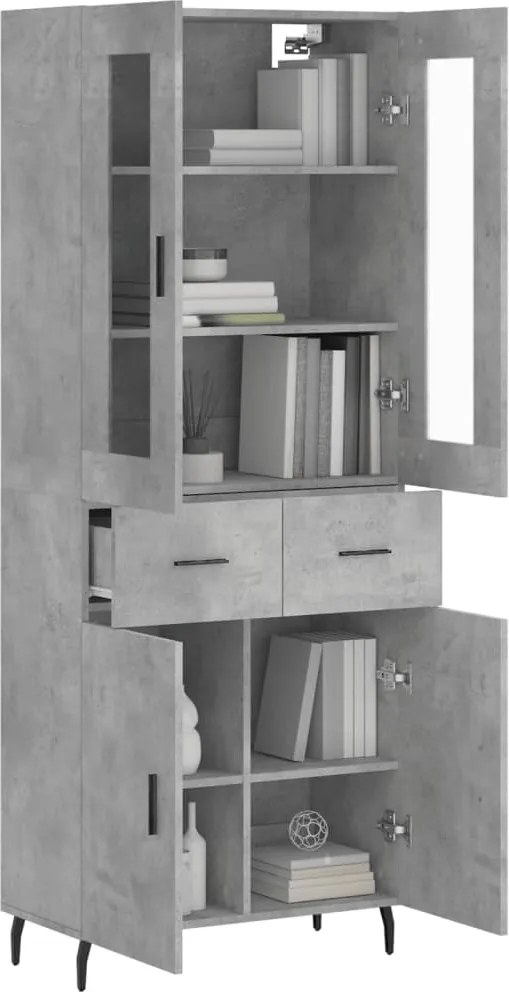 Skříň highboard betonově šedá 69,5x34x180 cm kompozitní dřevo 3198549