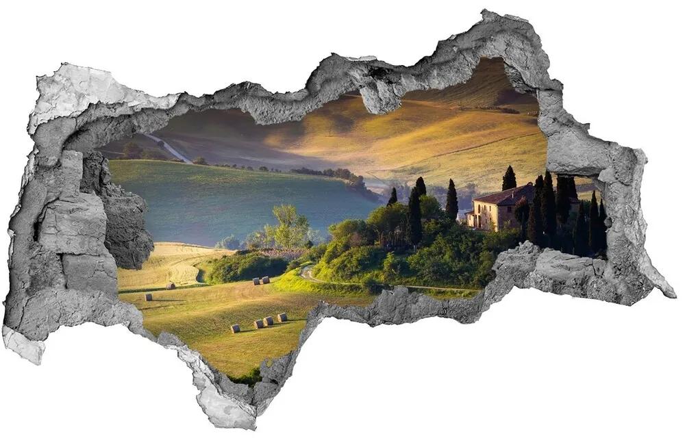 Wallmuralia Díra 3D ve zdi nálepka Toskánsko Itálie 95x73 cm