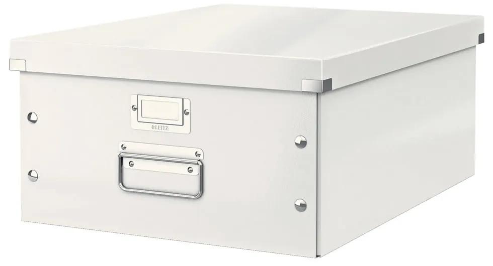 Bílý kartonový úložný box s víkem 37x48x20 cm Click&amp;Store – Leitz