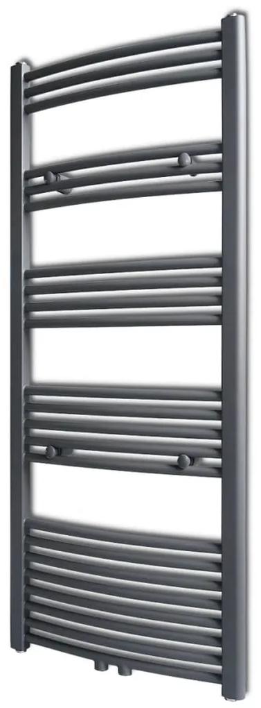 141902 vidaXL Šedý žebříkový radiátor na ručníky obloukový ústřední topení 600 x 1424 mm