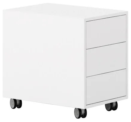 PLAN Pojízdný kontejner se 3 zásuvkami White LAYERS, bílé zásuvky