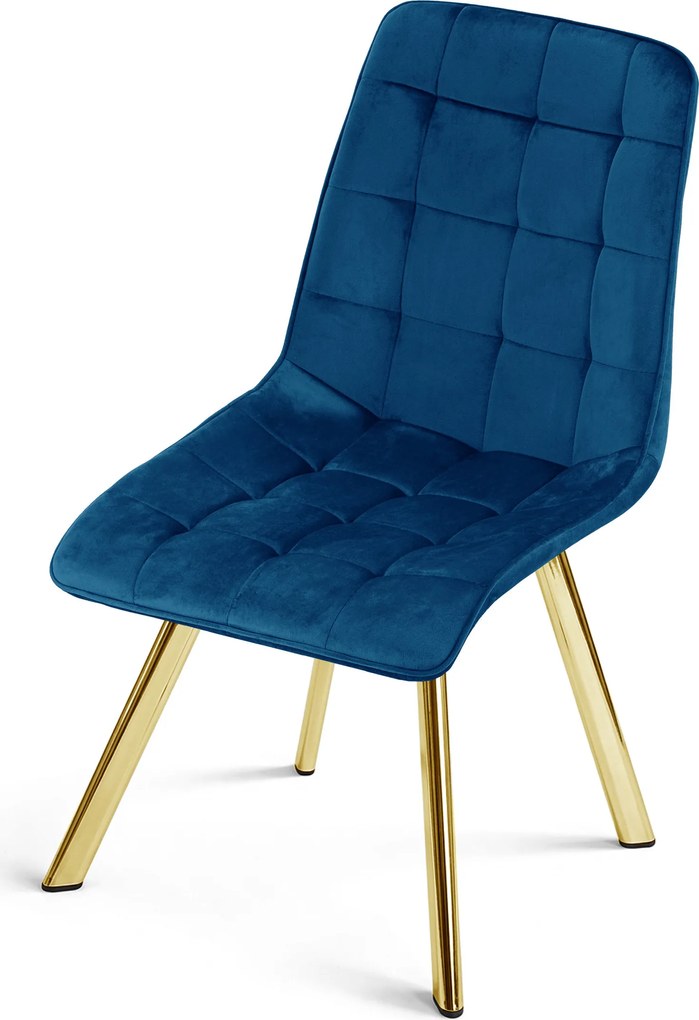 Jídelní židle CIEZA VELVET se zlatými nohami, modrá
