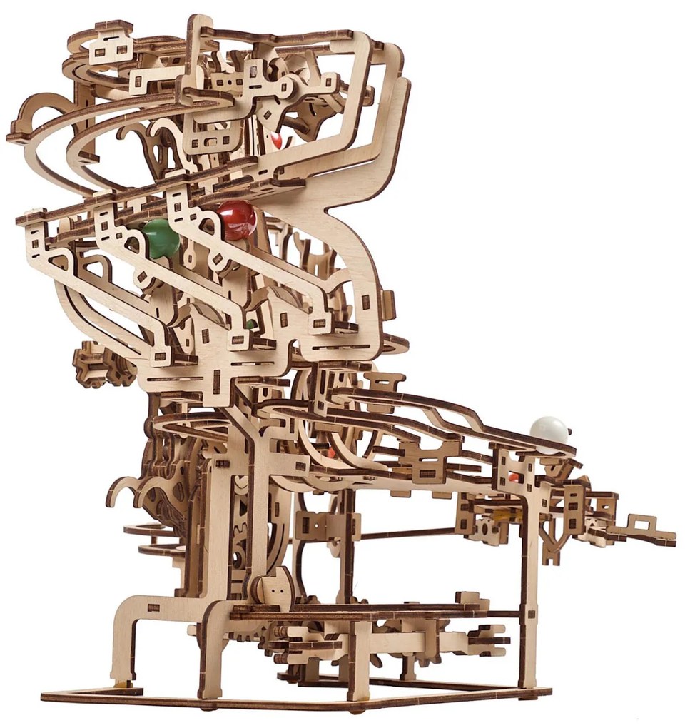 Ugears 3D dřevěné mechanické puzzle Kuličková dráha řetězová