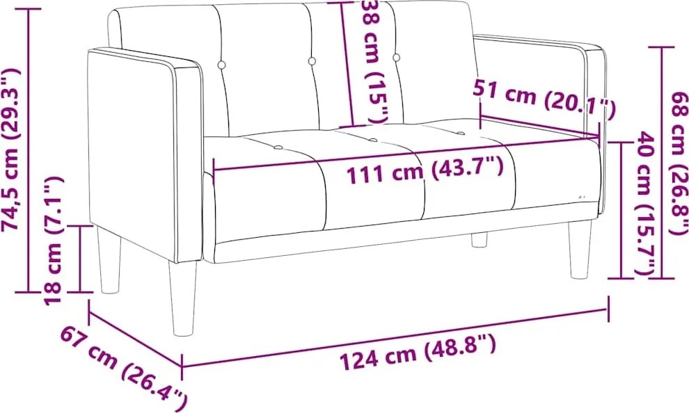 vidaXL Loveseat Sofa 111 cm textil [4100561] Barva: Modrá