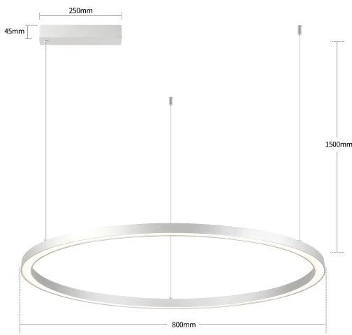 Brilagi-LED Stmívat. lustr na lanku PORTOFINO LED/60W/230V pr. 80 cm stříbrná+DO
