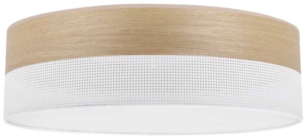 Stropní svítidlo Wood, 1x dýha zlatý dub/bílé plastové stínítko, (bílé plexisklo), (fi 50cm)