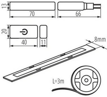 Sada LED pásku Kanlux LED COB SET 3M DIM-WW teplá bílá 3000K vypínač s funkcí stmívače