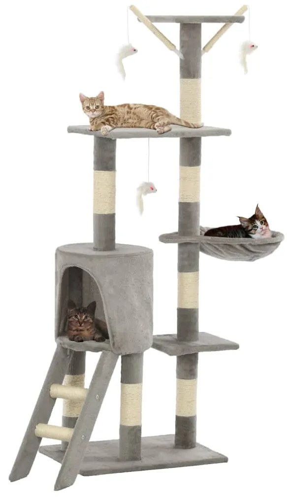 Škrabadlo pro kočky se sisalovými sloupky 138 cm šedé 170578