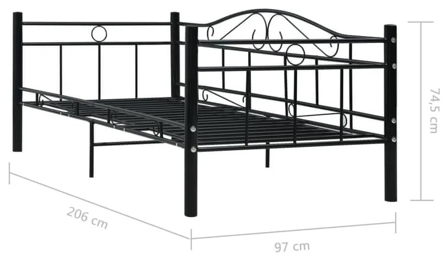 Petromila Rám denní postele černý kovový 90 x 200 cm