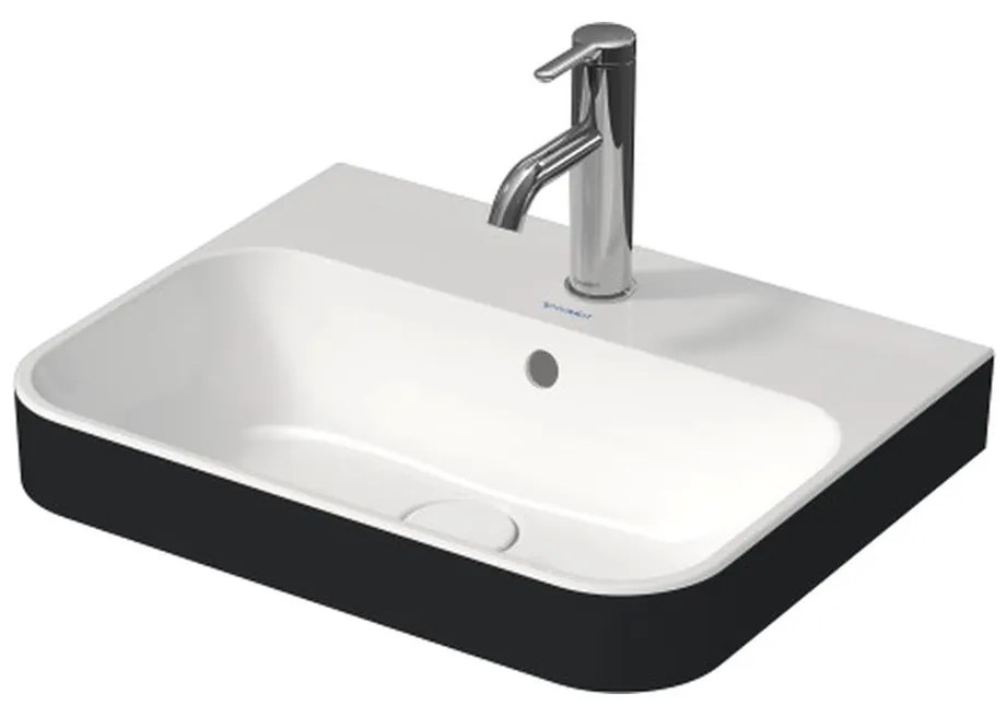 Duravit Happy D.2 Plus - Umyvadlová mísa broušená, 50x40 cm, bez otvoru pro baterii, antracit matná a bílá, 2360506160