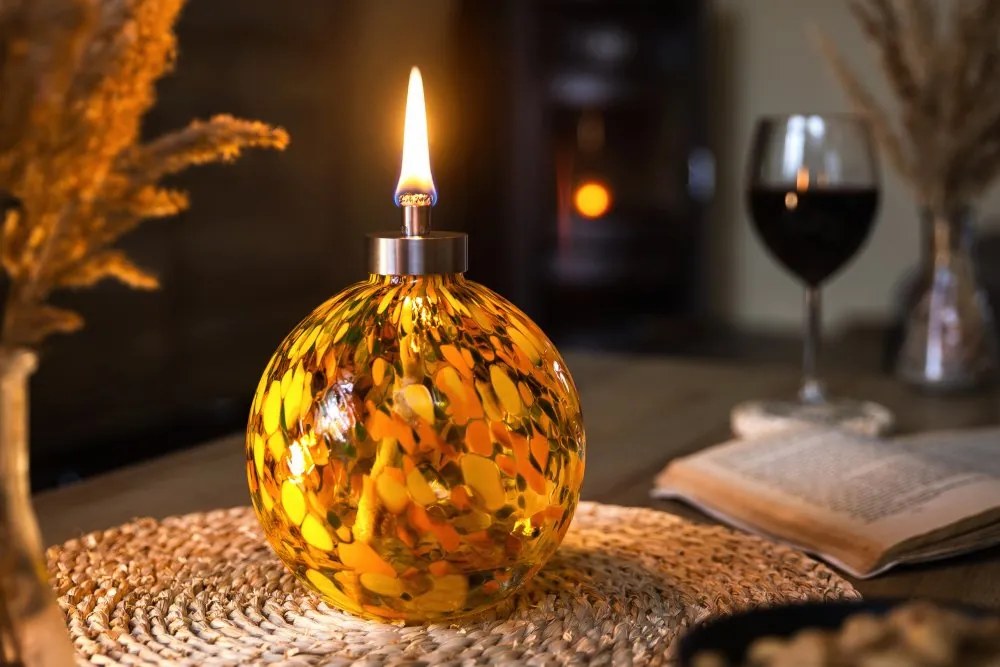 Skleněná olejová lampa SCUTI – Medově žlutá