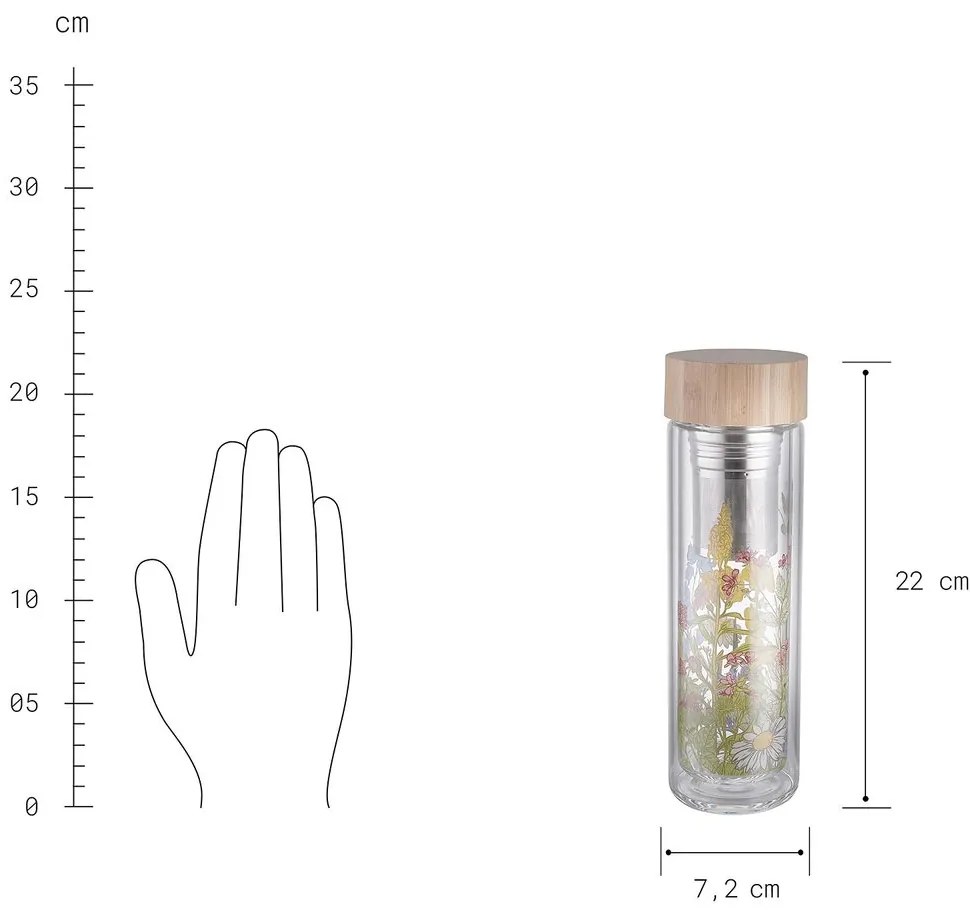TEA TENDER Láhev na čaj s květinovým potiskem 450 ml
