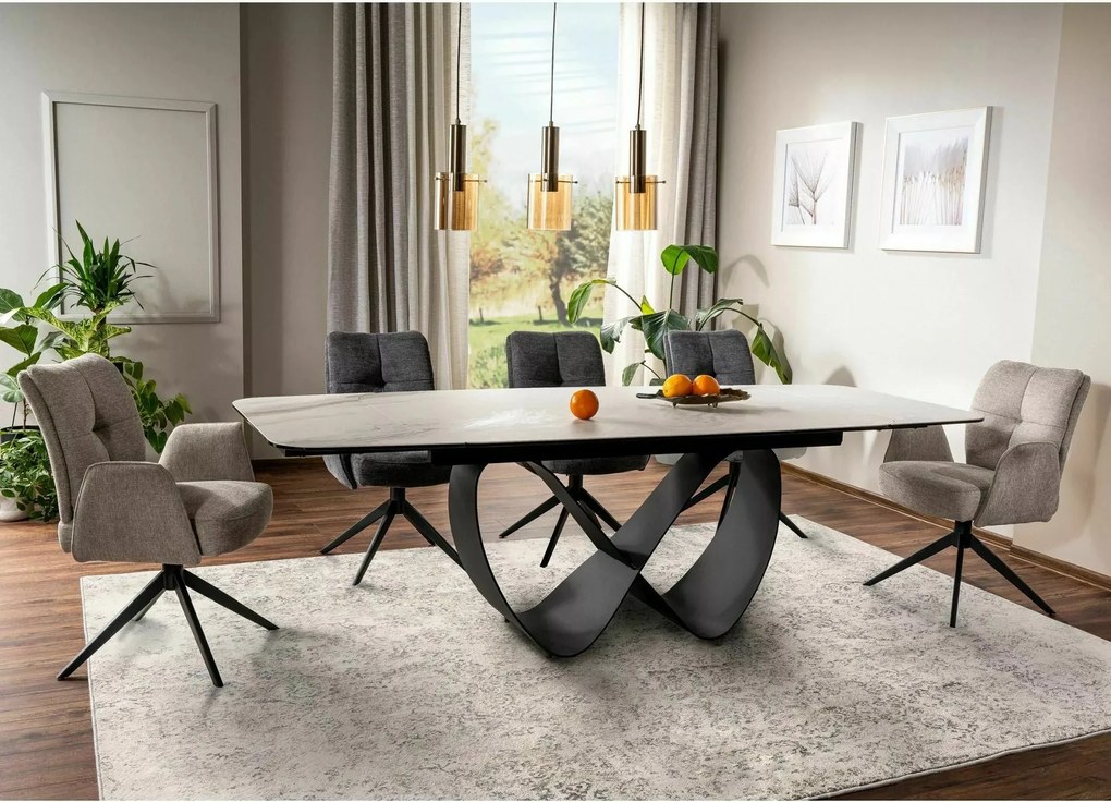 Rozkládací jídelní stůl Infinity 160/240 cm bílý mramor/černý