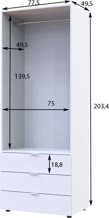Skříň dvoudveřová Gelar 77.5 cm Bílá