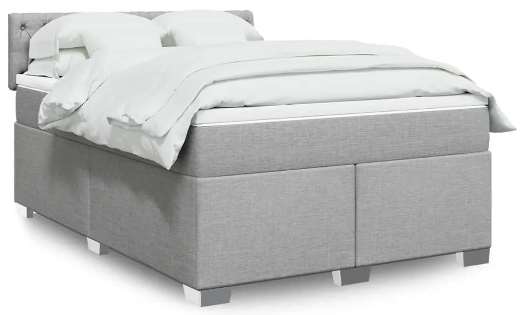 Box spring postel s matrací světle šedá 140 x 190 cm textil 3285890