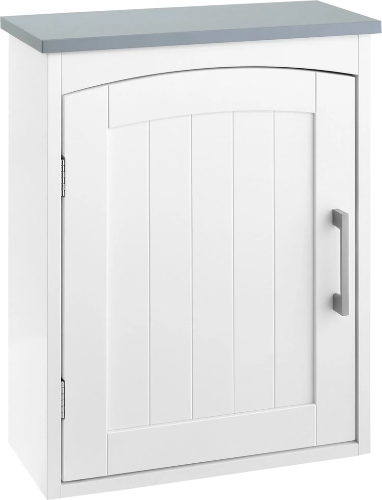 Závěsná toaleta Kleankin - Skříňka na léky s dveřmi a nastavovací policí pro koupelnu - 41 x 18,5 x 52 cm - MDF - Bílá | Aosom