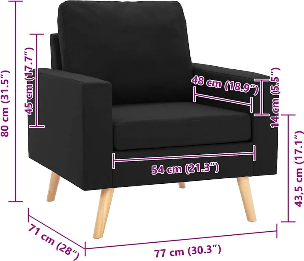 Křeslo černé textil 288702