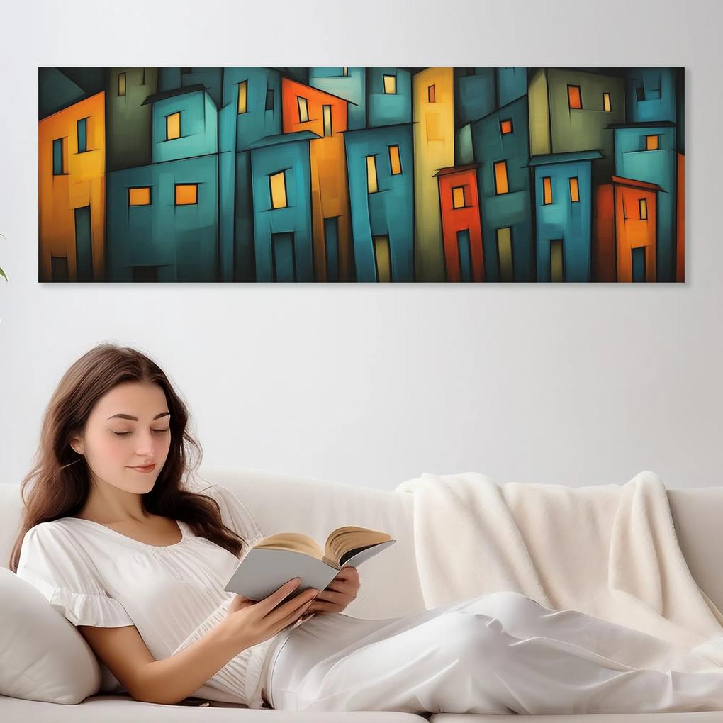 Obraz na plátně - Podvečerní podzimní ulice Rubeaux FeelHappy.cz Velikost obrazu: 180 x 60 cm