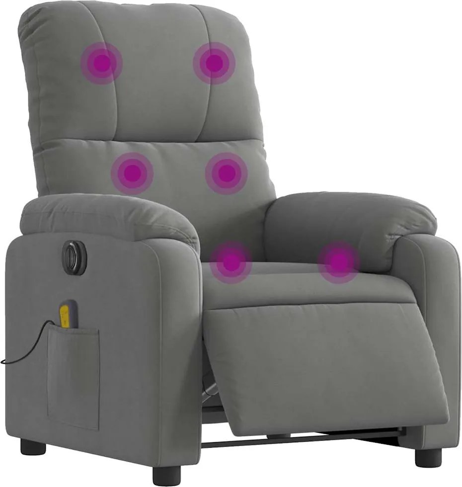 Elektrické masážní polohovací křeslo tmavě šedé mikrovlákno 3204924