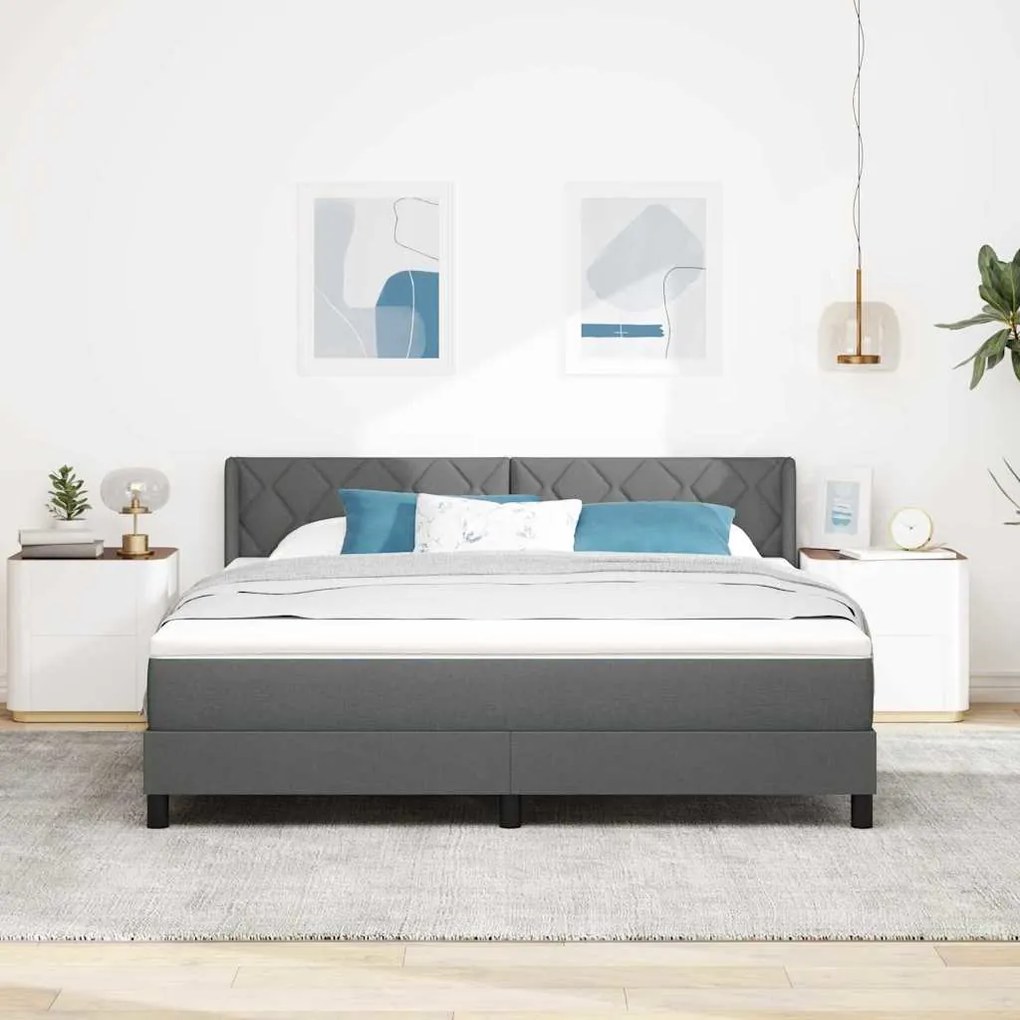 Postel s boxspringem s polštářem Tmavě šedá 200 x 180 cm textil 3341182